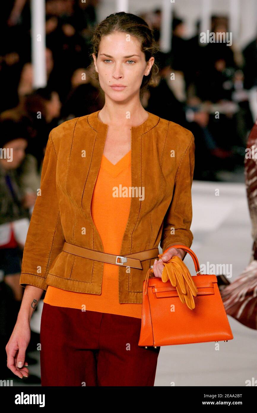 A model wears a creation by Hermes during its Ready-to-wear Spring ...