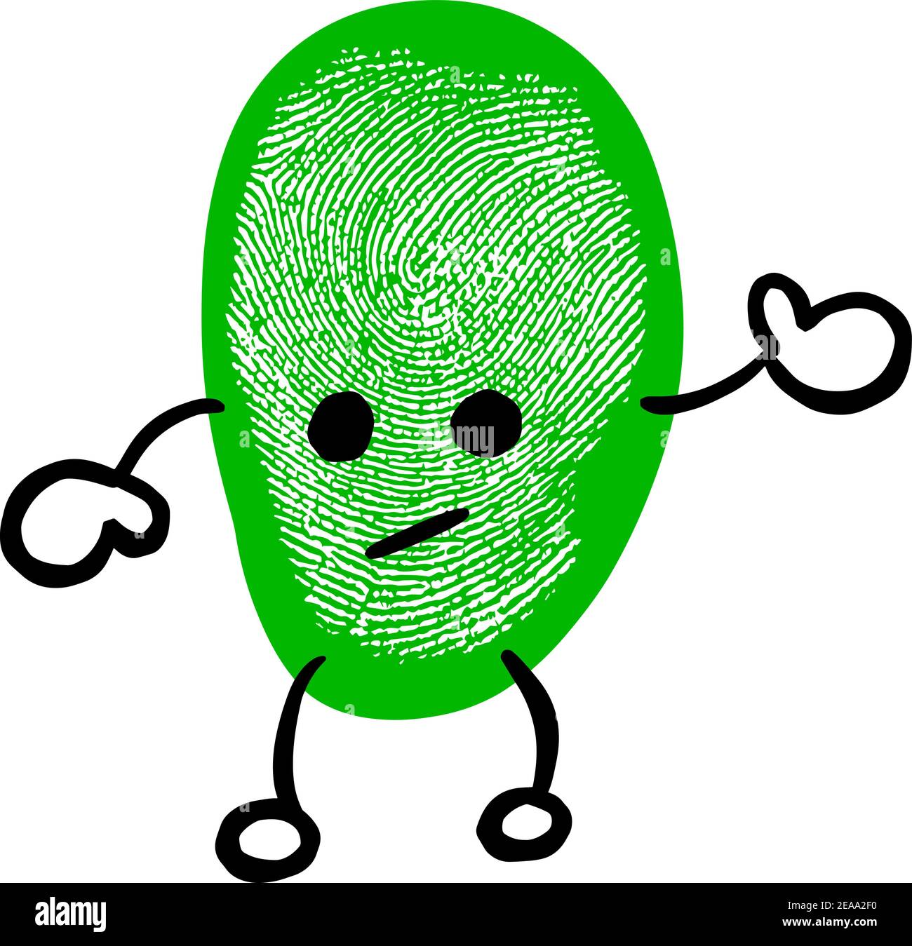Funny Fingerprint Print Bean Cartoon Character Emoticon Stock Vector ...