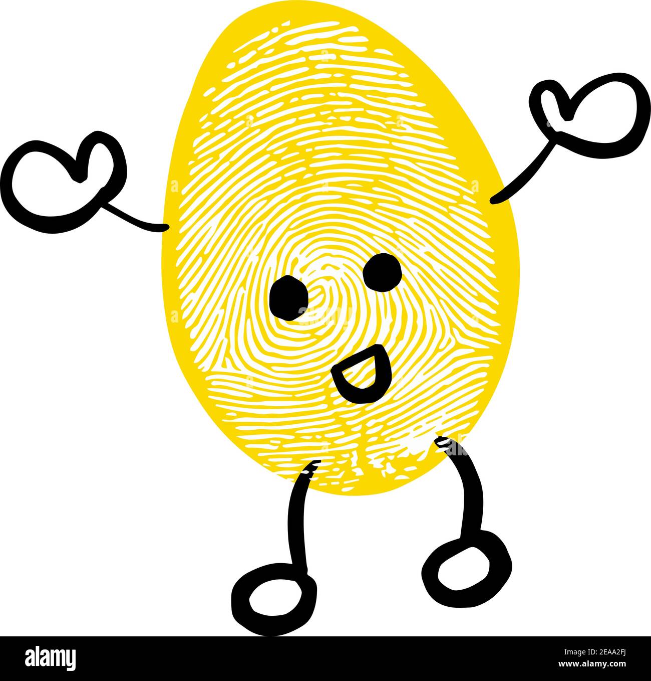 Funny Fingerprint Print Bean Cartoon Character Emoticon Stock Vector ...