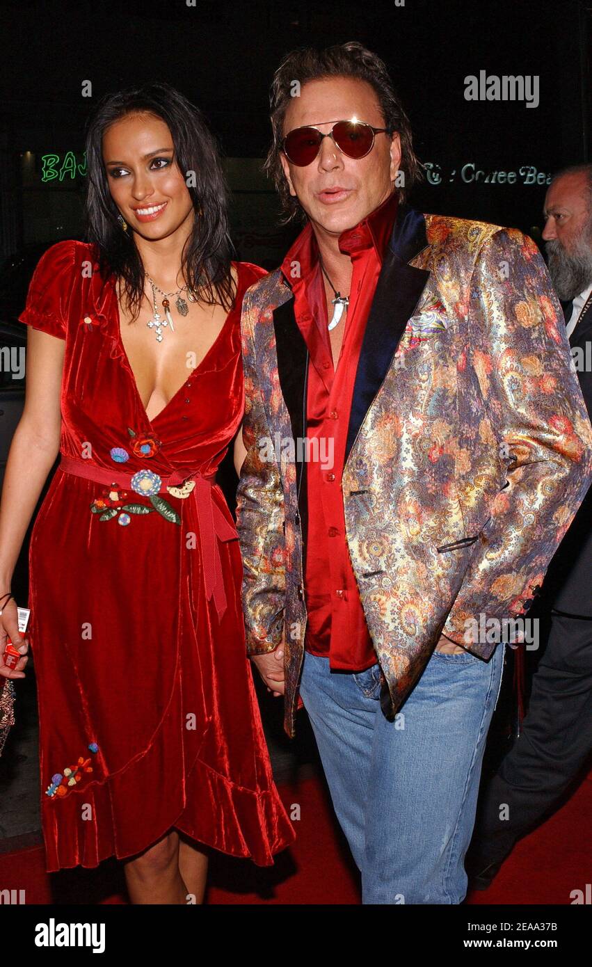 Cast member Mickey Rourke and his girlfriend Sasha attend the premiere ...