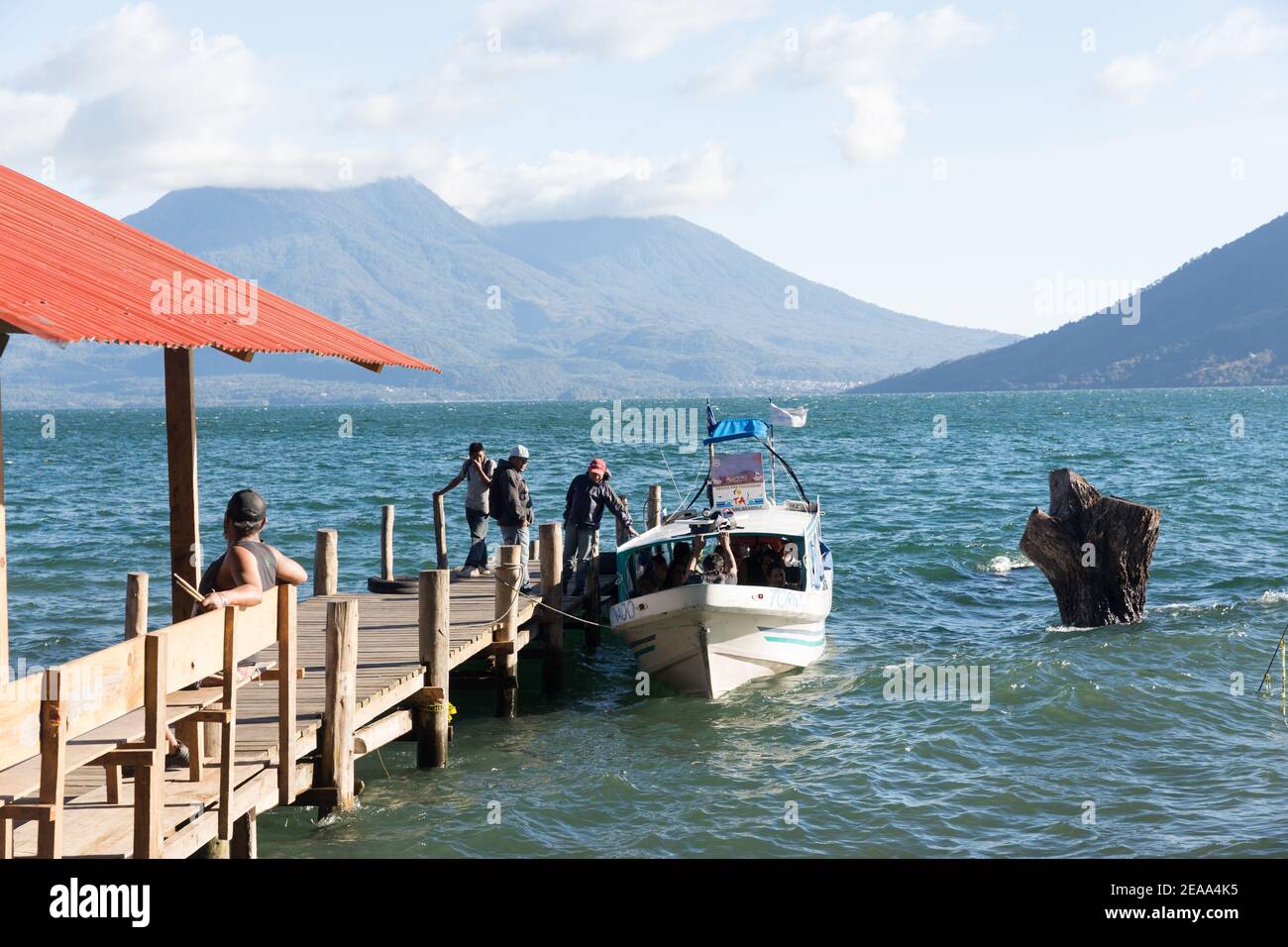 San Marcos La Laguna, Lake Atitlan, Guatemala Public dock and ferry in ...