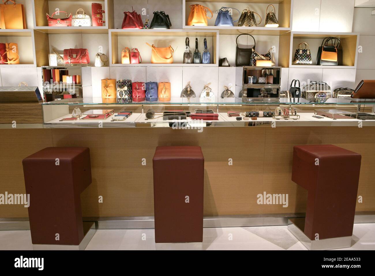 Inside view of the new Louis Vuitton store of the Champs Elysees avenue ...