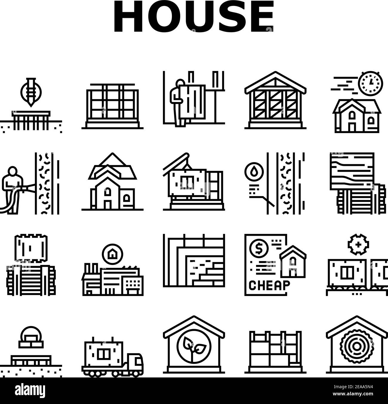 Timber Frame House Collection Icons Set Vector Stock Vector Image & Art ...