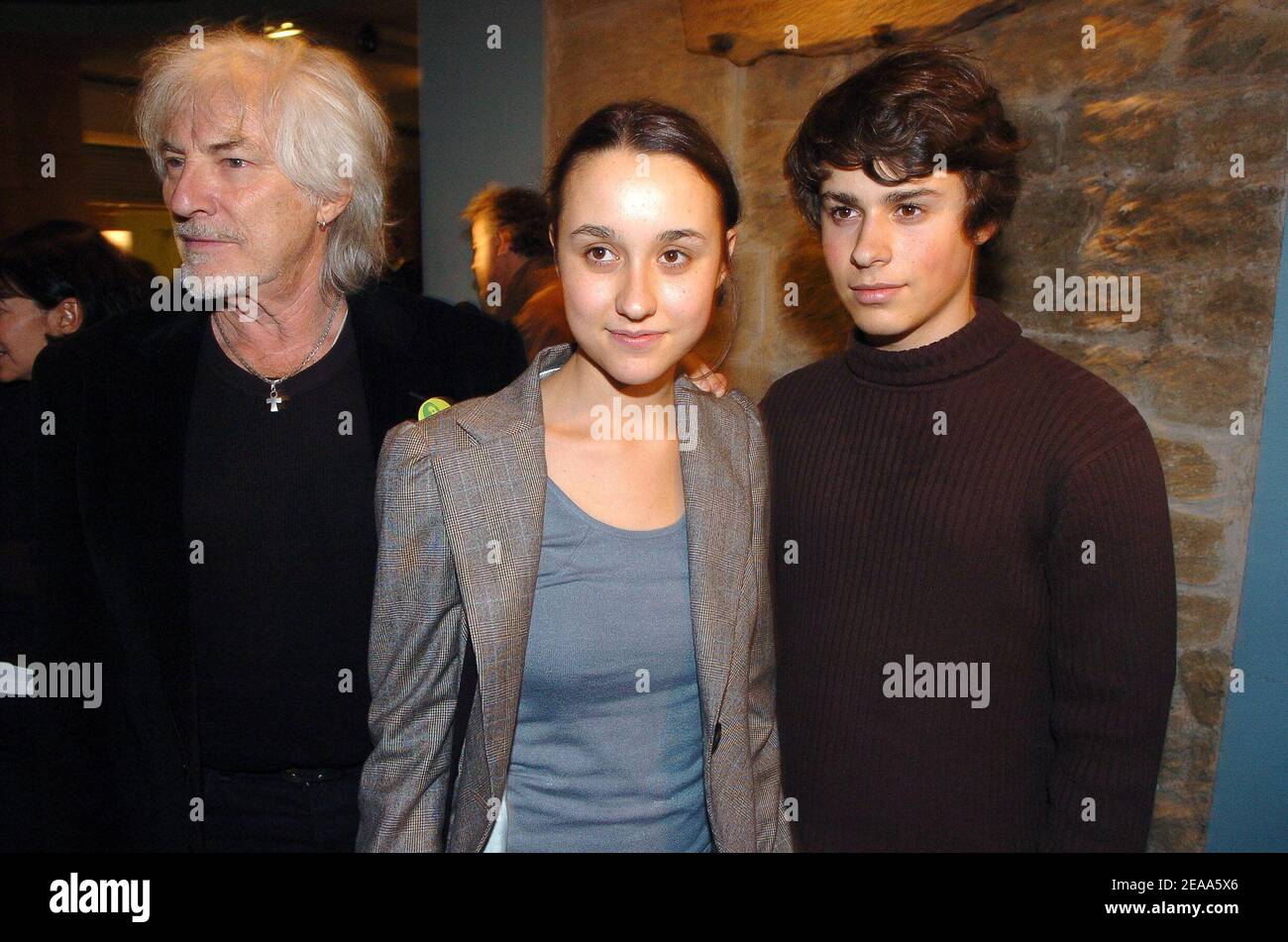 (L-R) French singer Hugues Aufray with Ingrid Betancourt's children ...