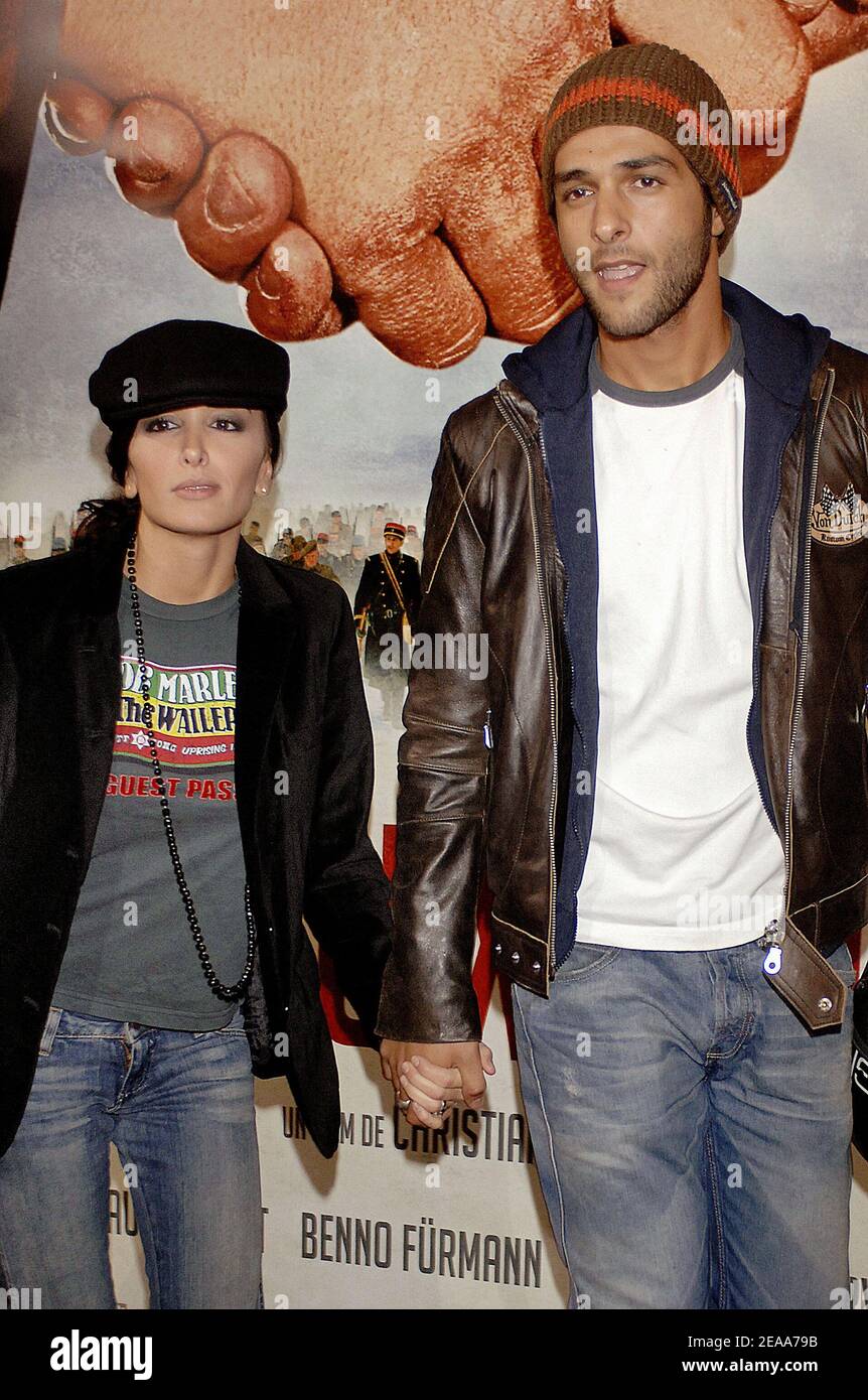 French singer Jenifer and her boyfriend Maxime at the premiere of ...