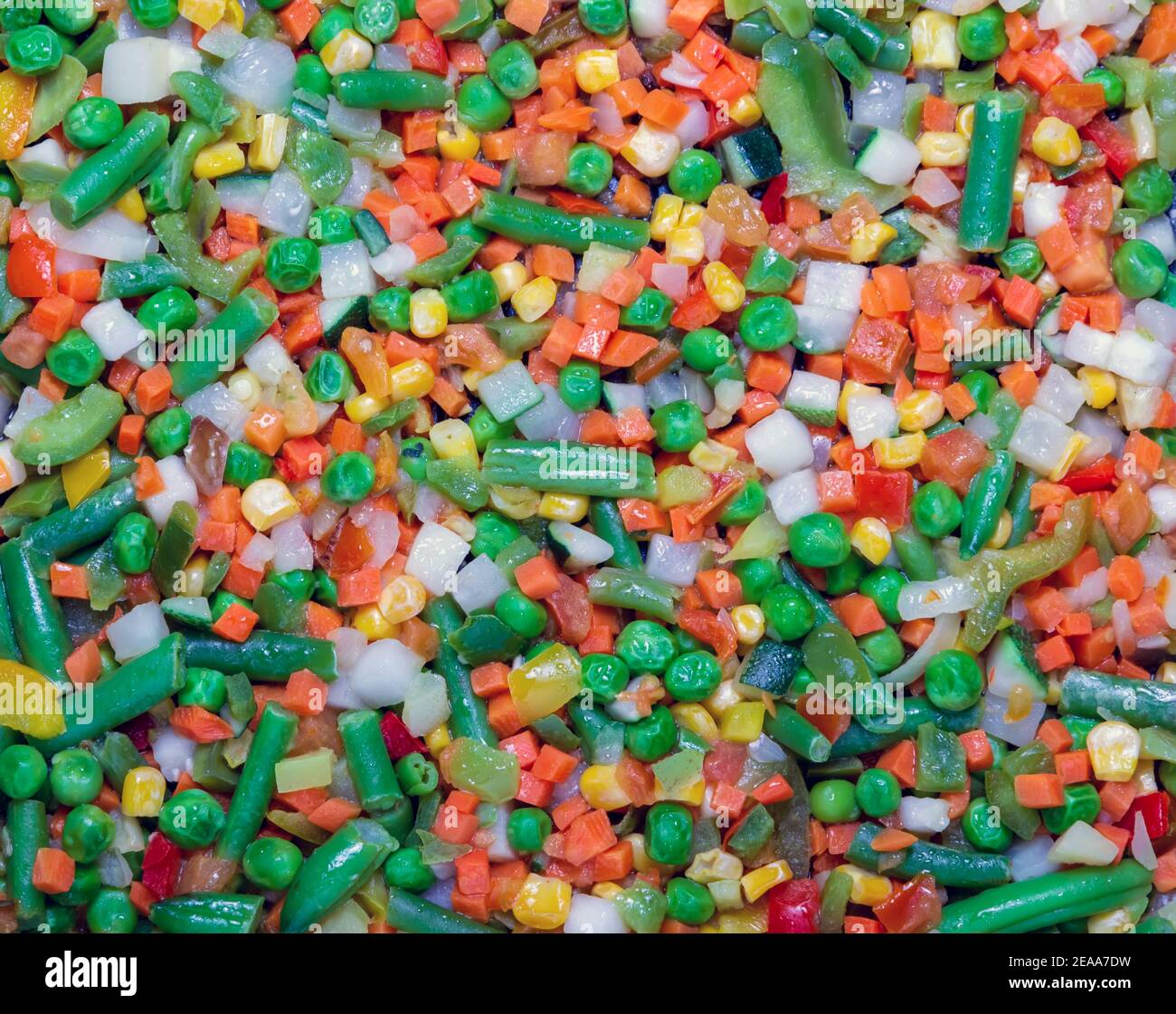 Mexican mix Frozen vegetable background Top view Stock Photo - Alamy