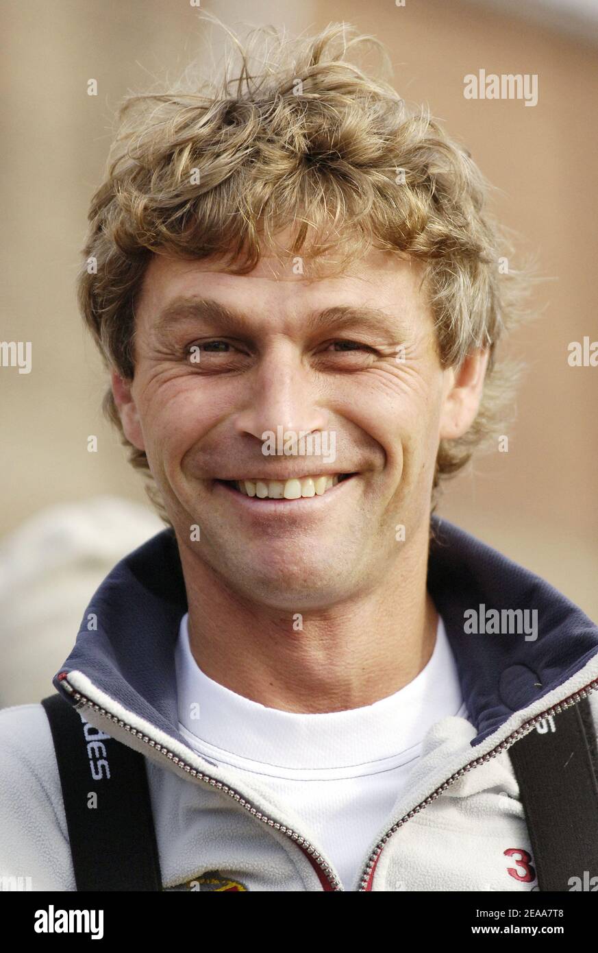 French skipper Bernard Stamm greets the public at the time of the ...