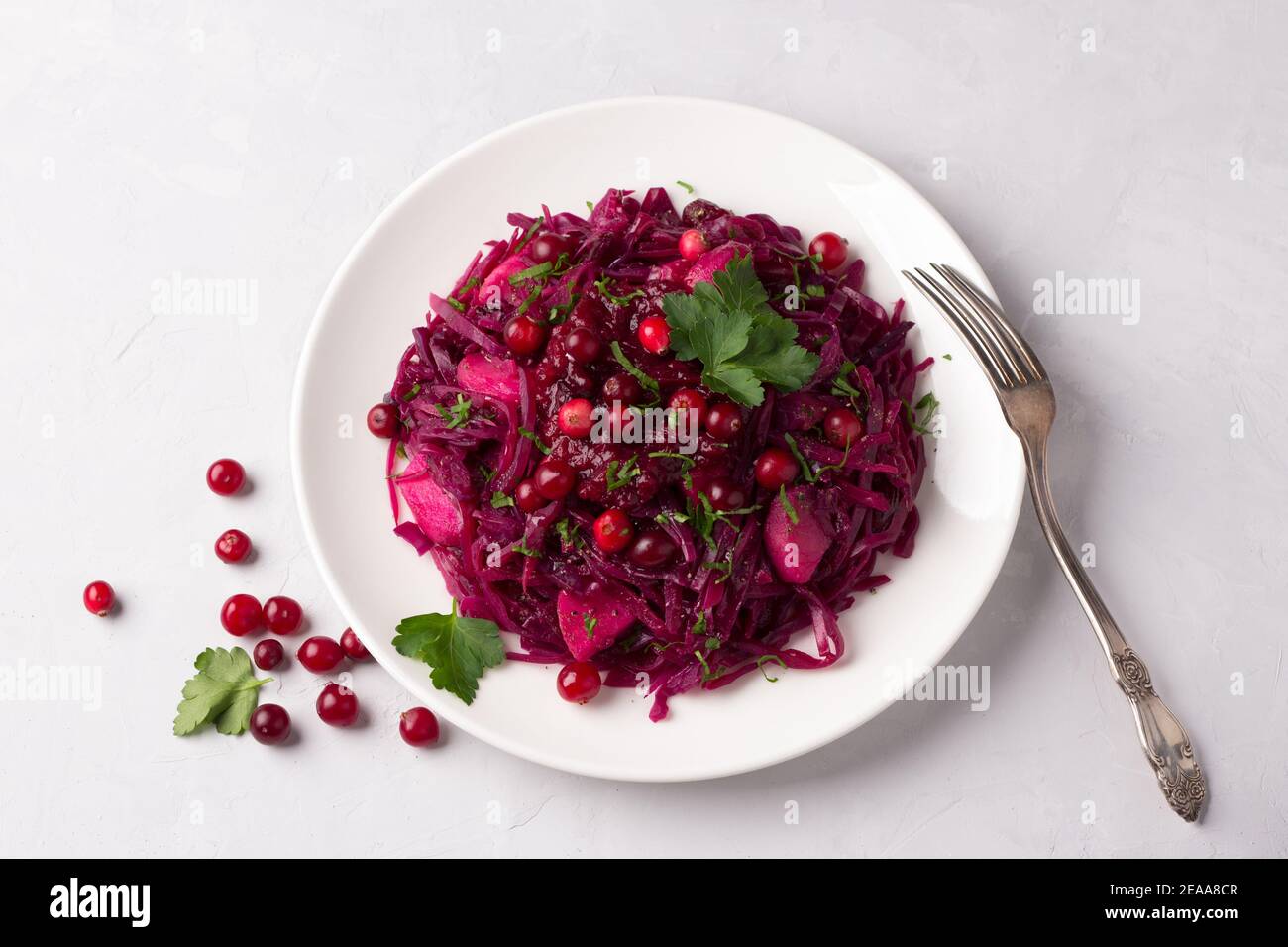 Stewed red cabbage with apples, cranberry sauce, cranberries, spices ...