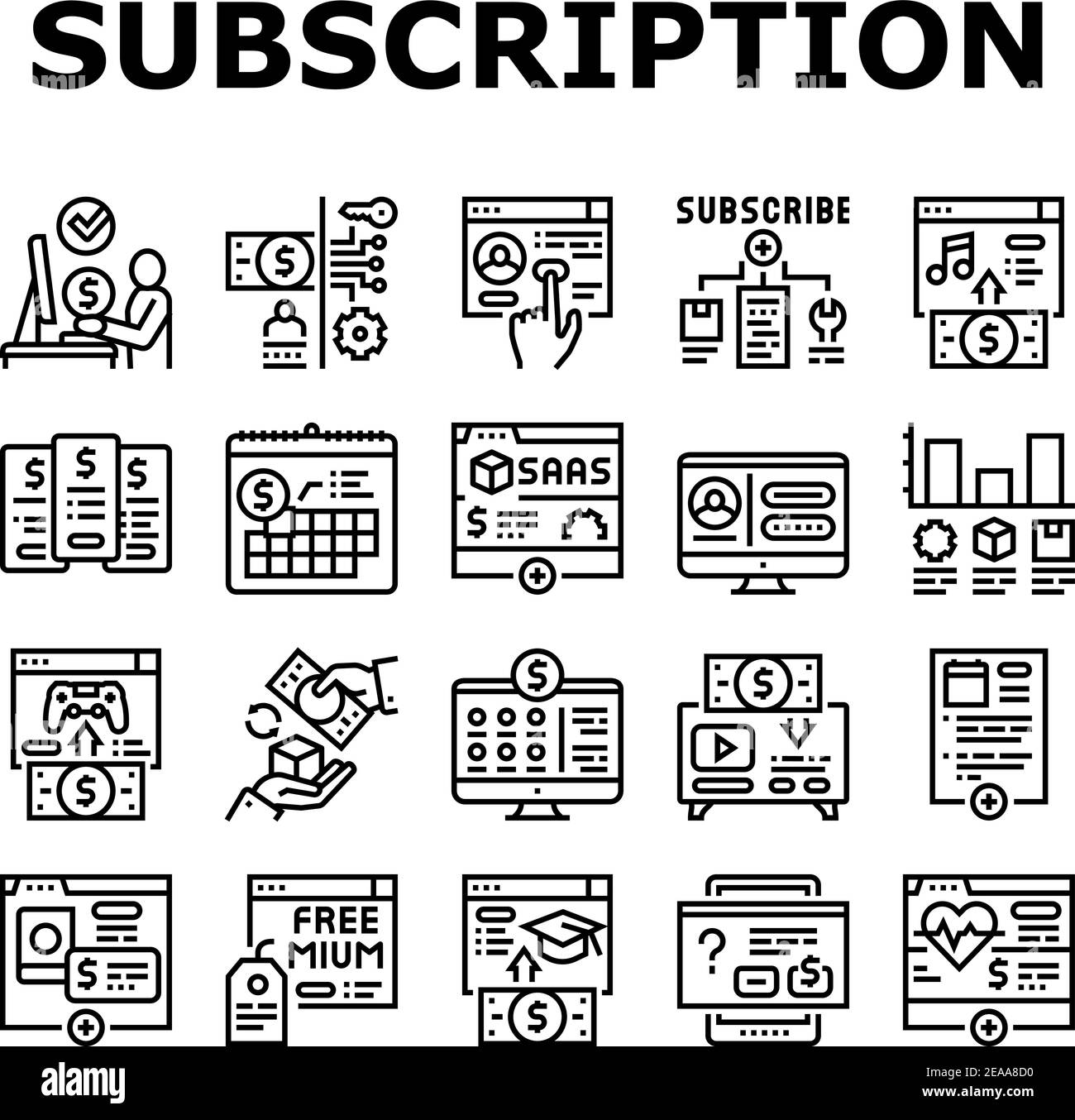 Subscription Content Collection Icons Set Vector Stock Vector Image ...