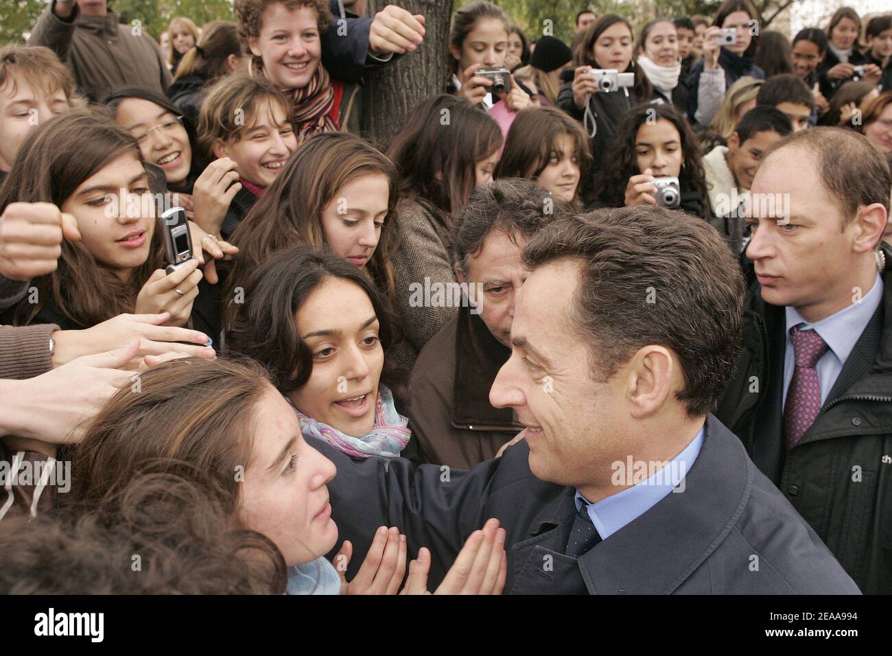 French Interior Minister Nicolas Sarkozy shakes hands during the 87th ...
