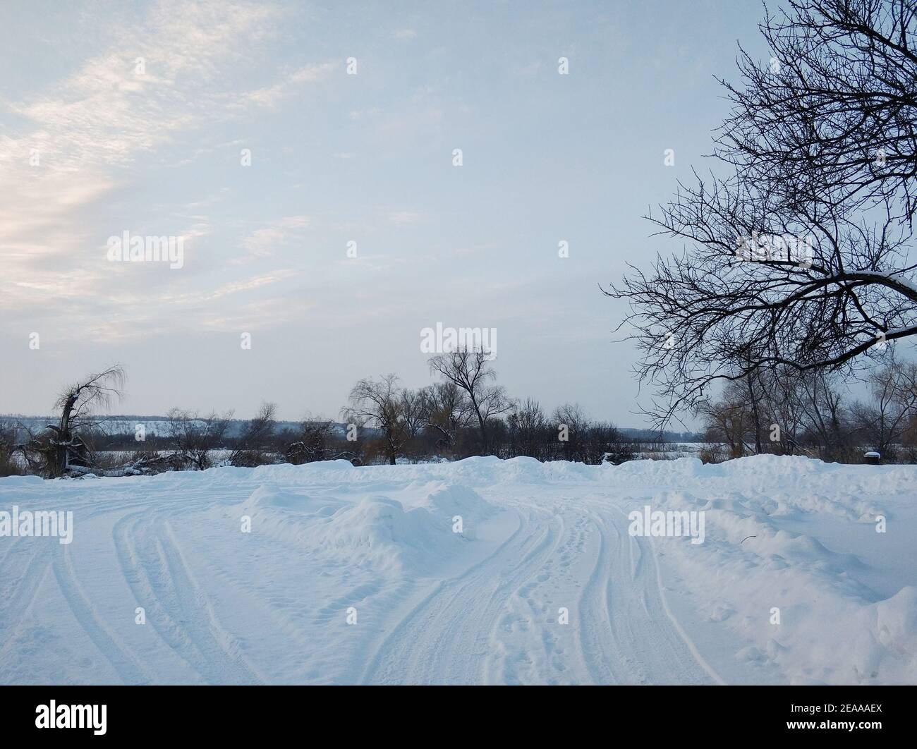 Winter landscape. A distant village in the cold part of the planet ...