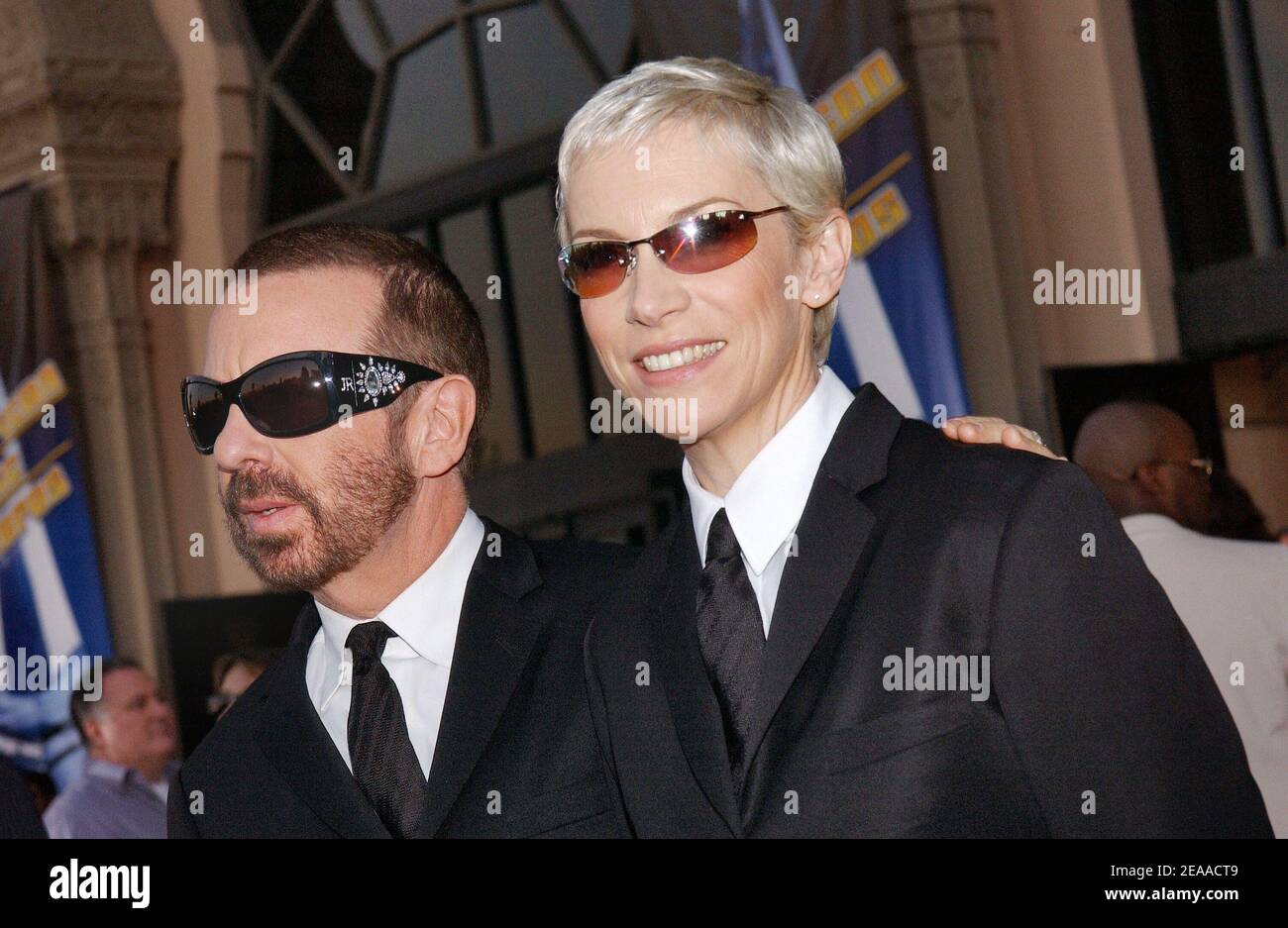 Dave Stewart and Annie Lennox of The Eurythmics arriving at the 2005 American Music Awards held ...