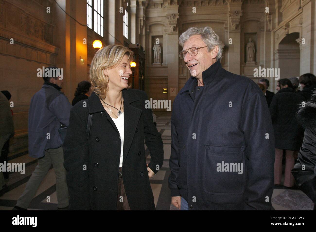 Karine Duchochois and priest Dominique Wiel at the court in Paris ...