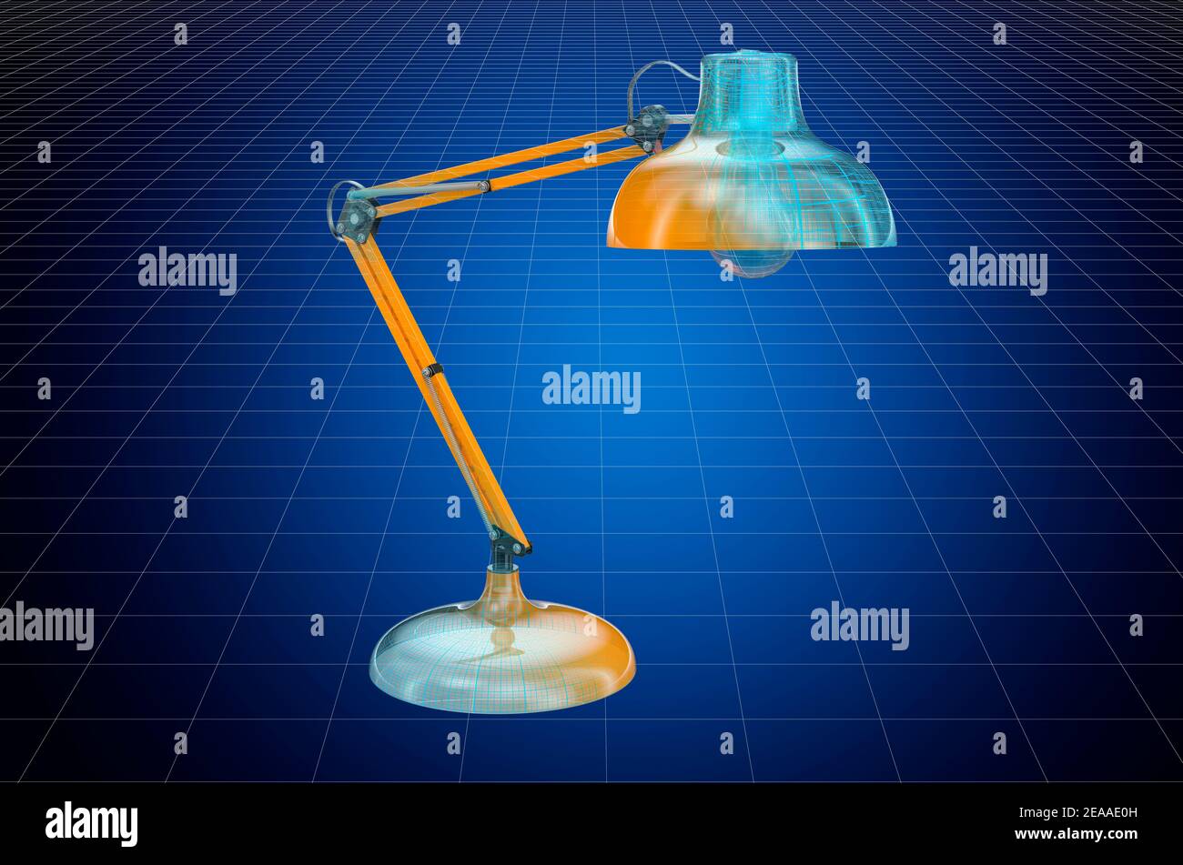 Visualization 3d cad model of desk lamp, blueprint. 3D rendering Stock ...