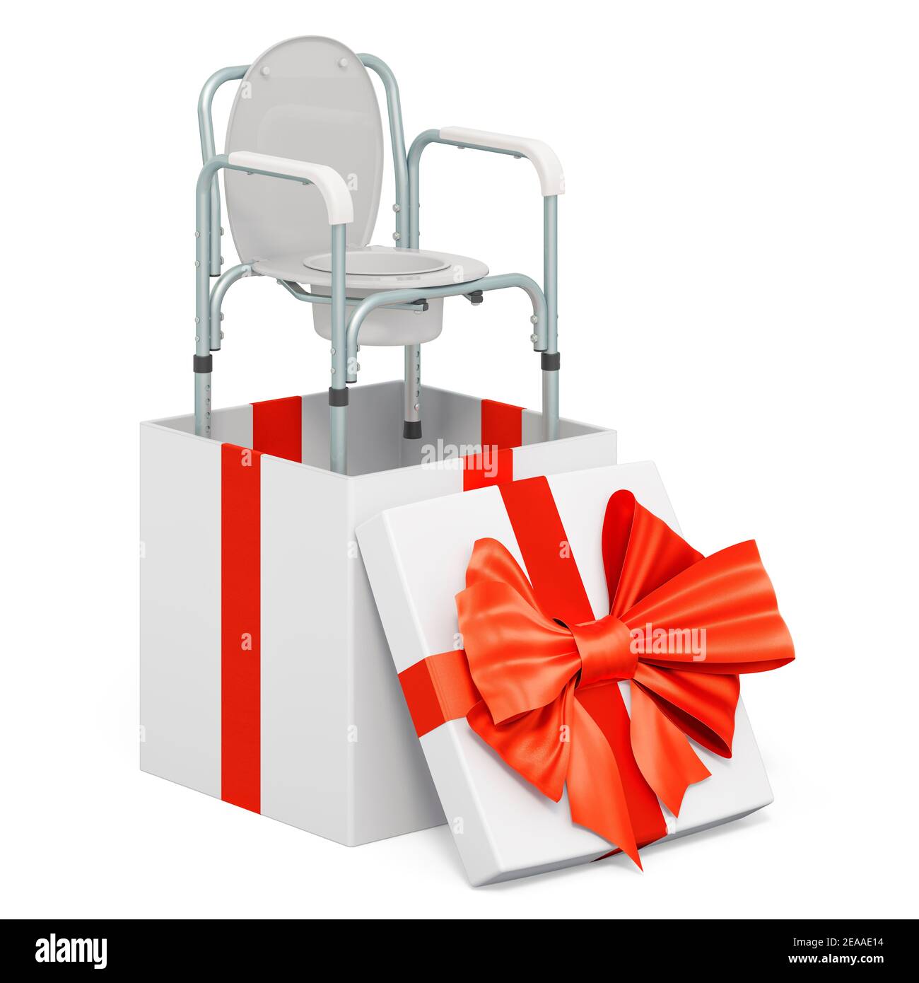 Toilet chair inside gift box, present concept. 3D rendering isolated on ...