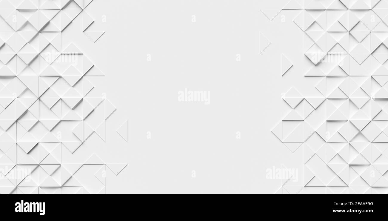 White abstract background with sides covered in triangles and copy ...