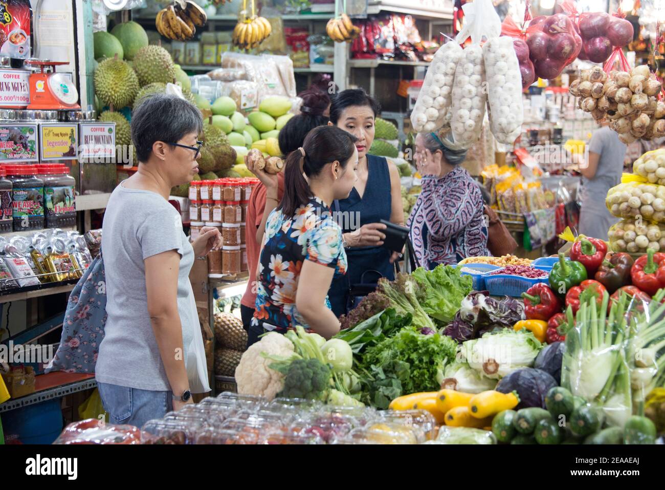 Fruits and vegetables in the indoor market in Ho Chi Minh City, Vietnam ...
