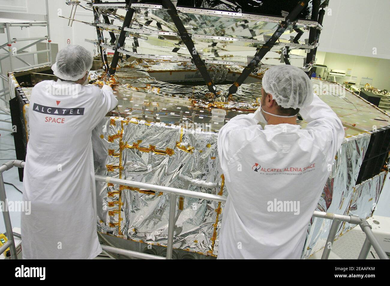 Different views of the Alcatel Aliena Space site in Cannes, on December ...