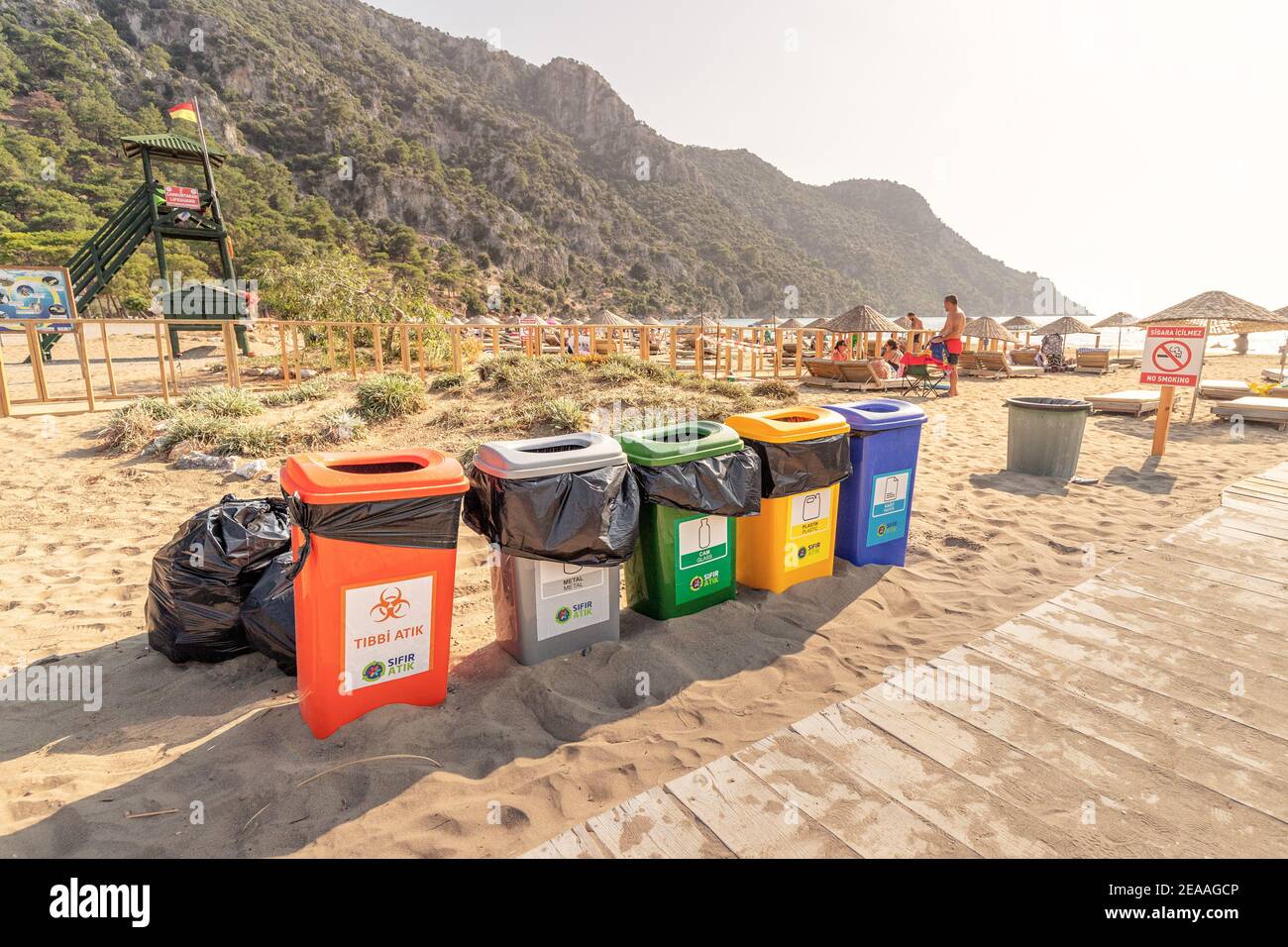 09 September 2020, Dalyan, Turkey: separate collection of garbage and ...