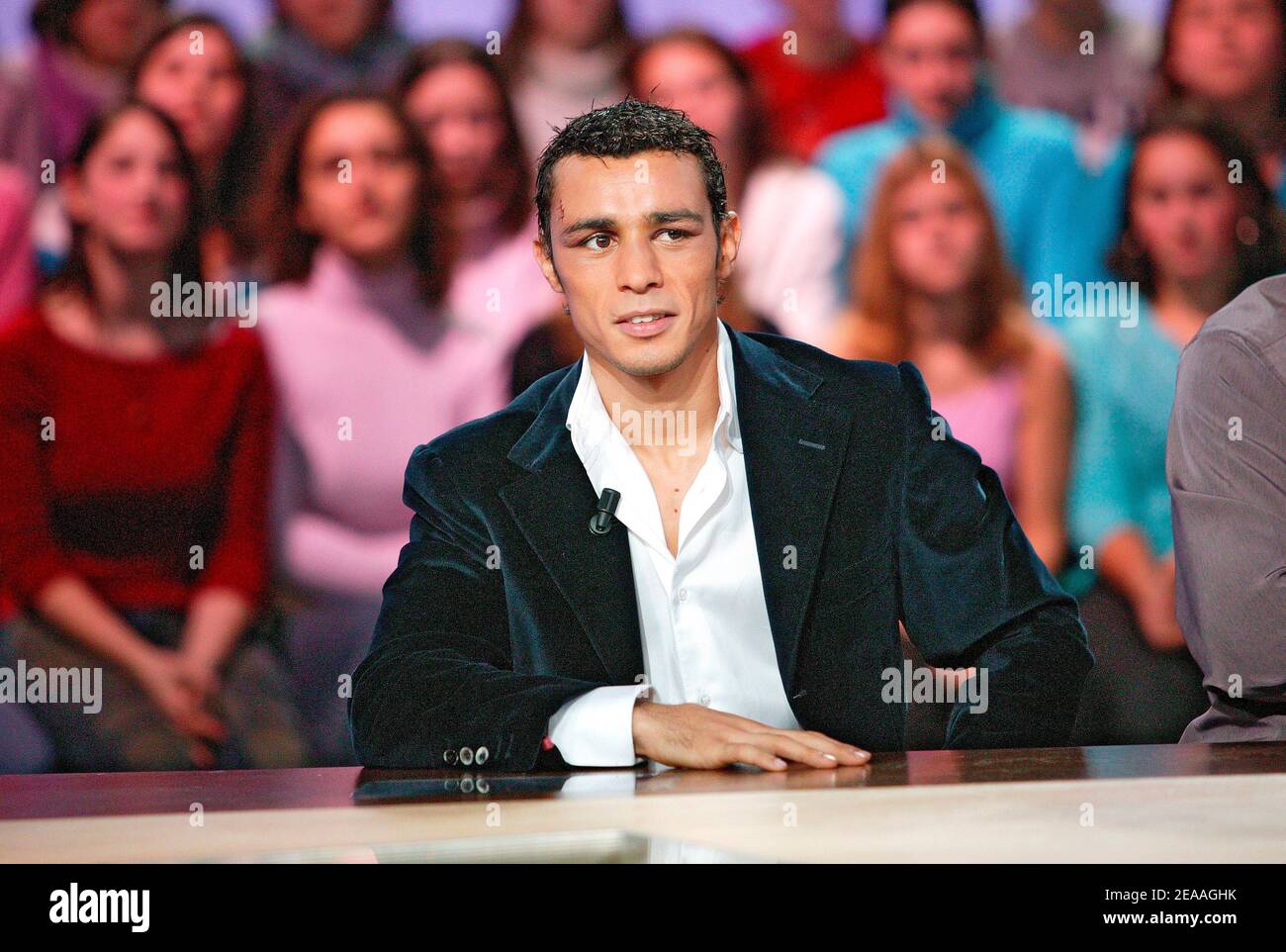 NO TABLOIDS. French boxer Brahim Asloum on the set of 'Le Grand Journal ...