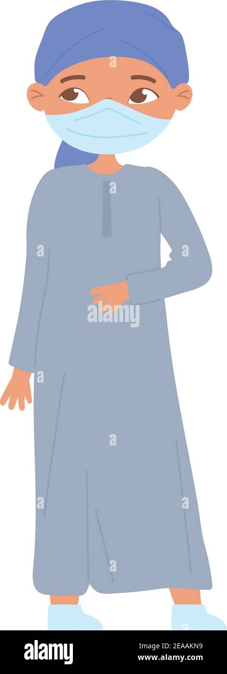 arab boy cartoon character with face mask vector illustration Stock ...