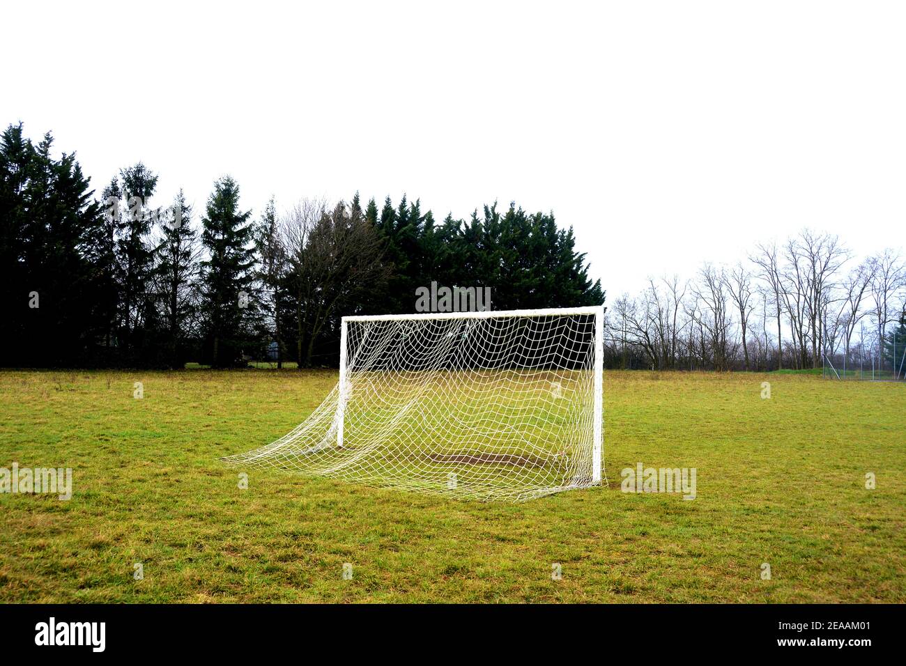 Soccer goal gate in the field Stock Photo - Alamy