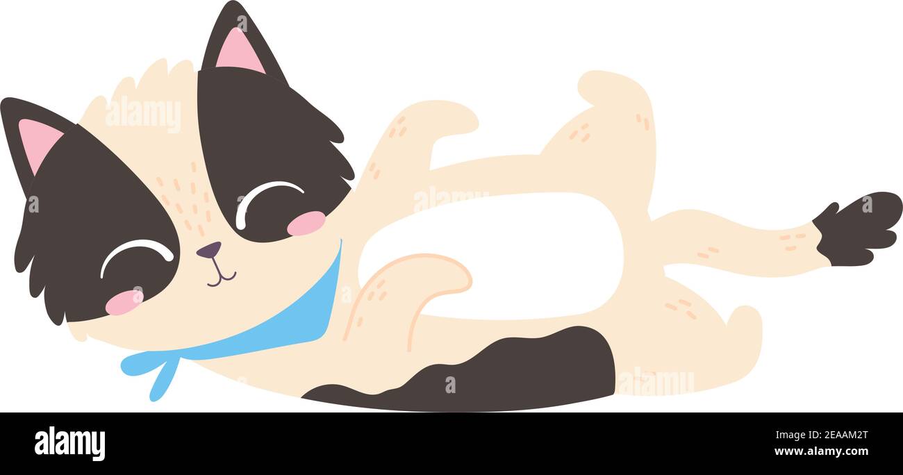 happy cute cat cartoon pet white background vector illustration Stock ...