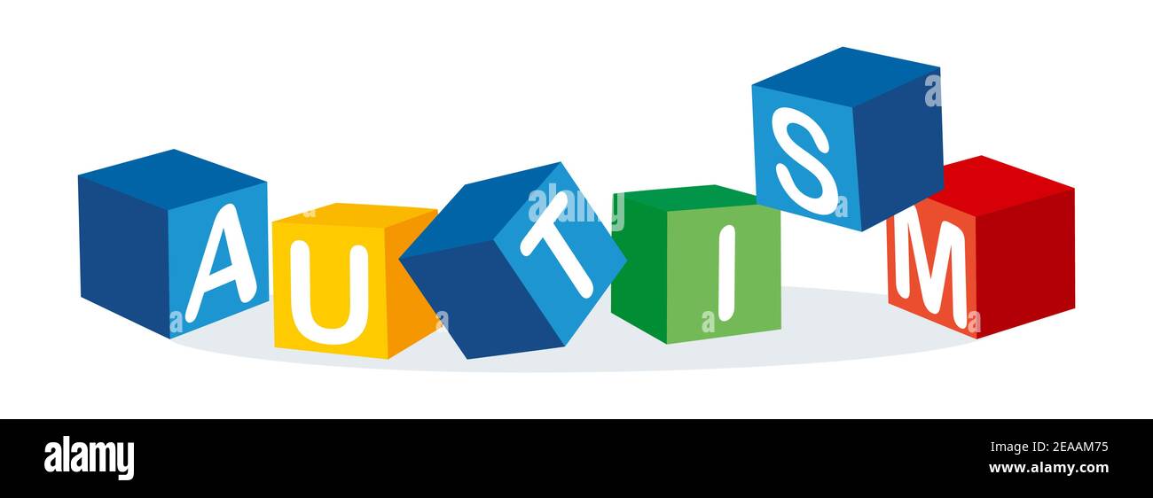 Autism awareness day. Colorful cubes, blocks with autism sign. Vector ...