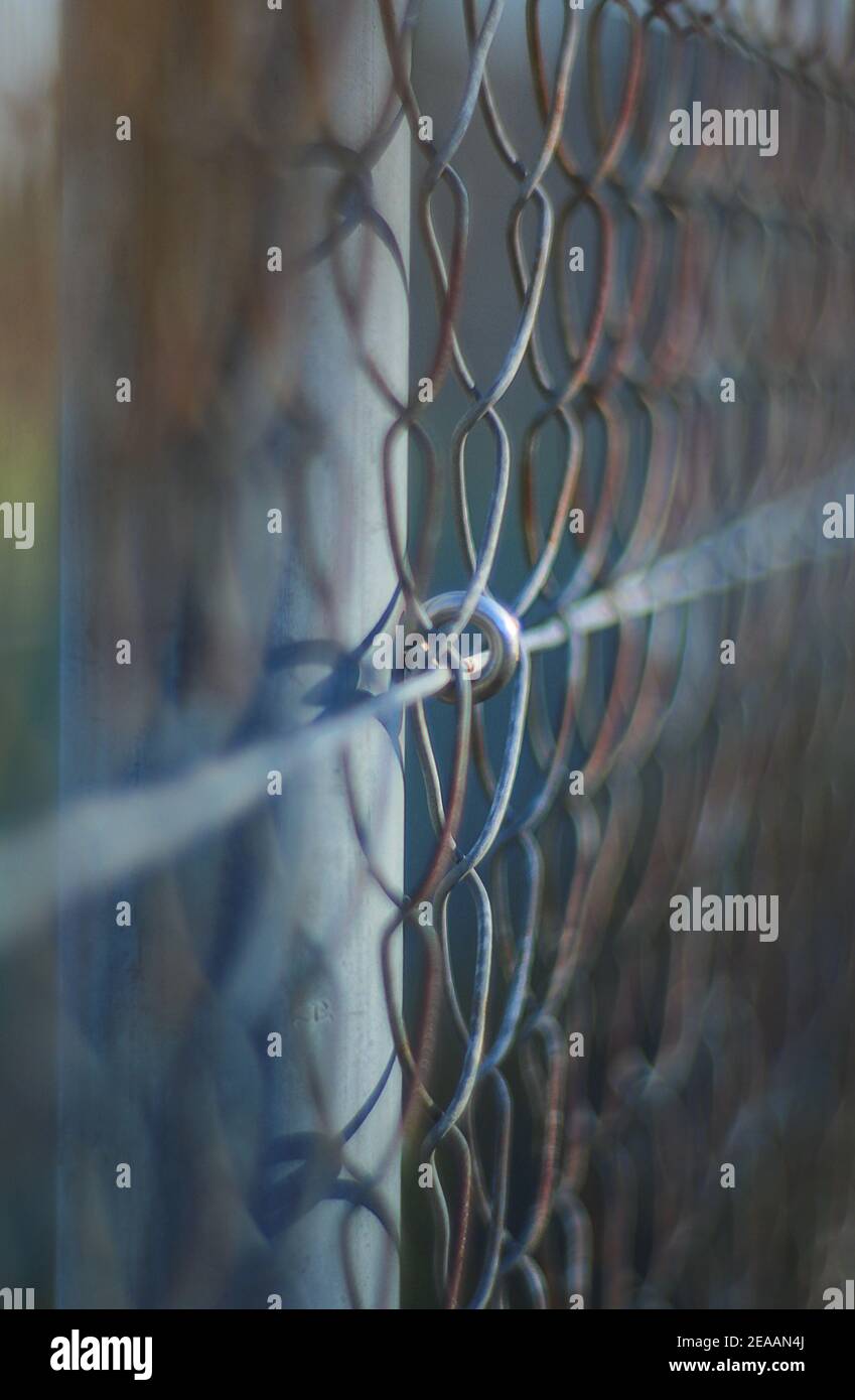 rusty wire fence with strut Stock Photo - Alamy