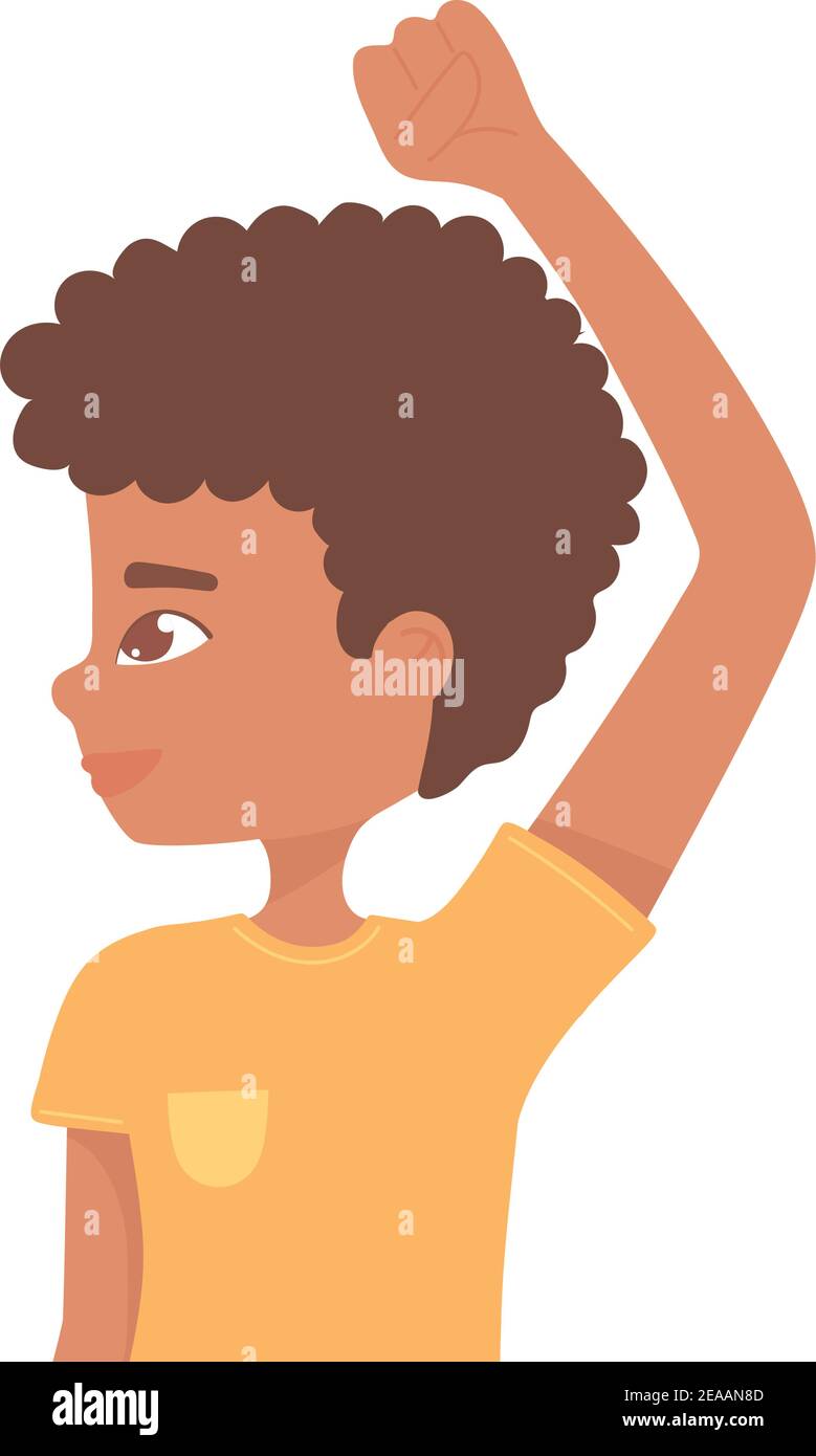 afro american boy hand up character cartoon vector illustration Stock ...