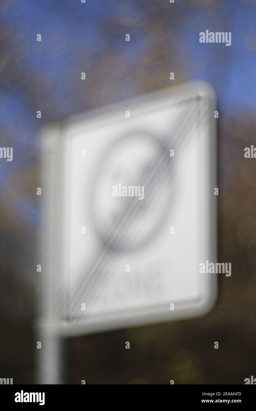 Traffic sign / end of zone 30 Stock Photo - Alamy