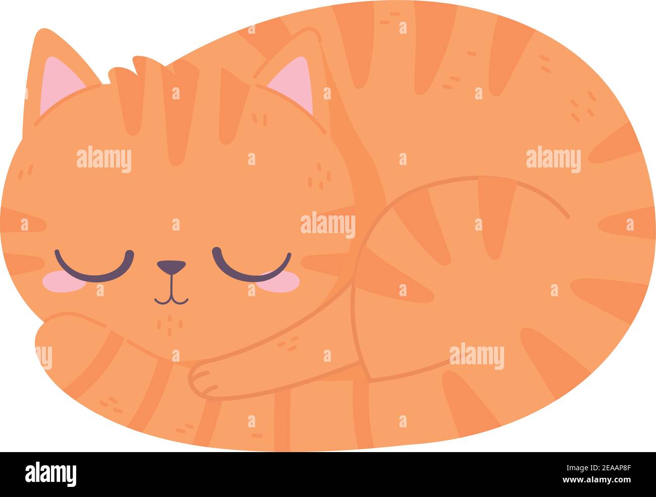 striped cat sleeping animal cartoon pet white background vector ...