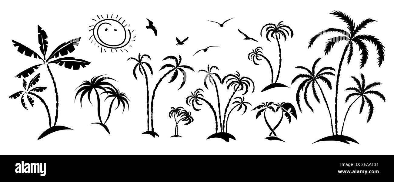Palm trees on the shore. Vector illustration Stock Vector Image & Art ...
