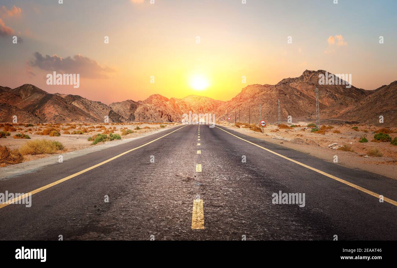 Desert Highway Sunset