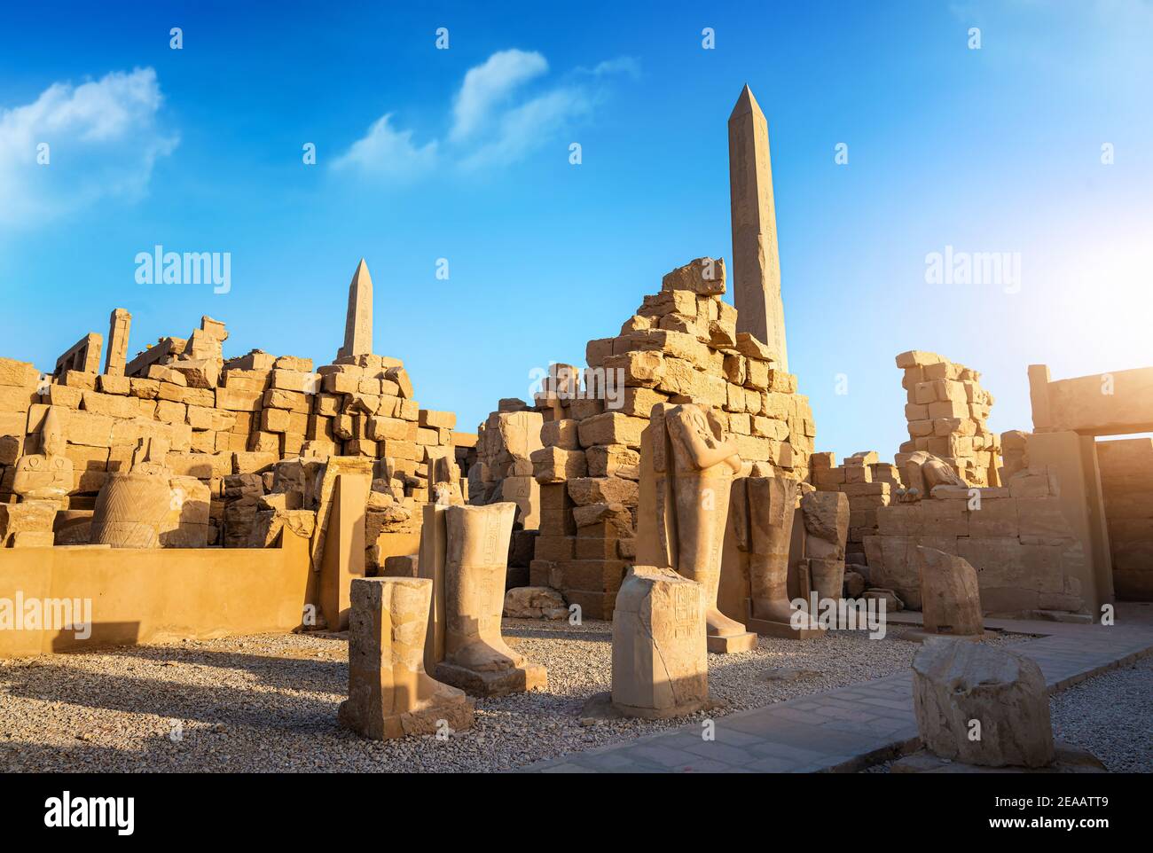 Luxor Karnak temple. The pylon with blue sky Stock Photo - Alamy