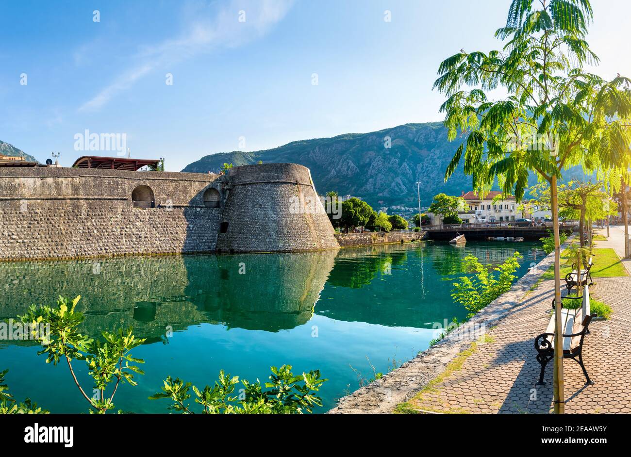 Kotor Venetian fortifications, Kampana Tower Old Town, Montenegro Stock ...