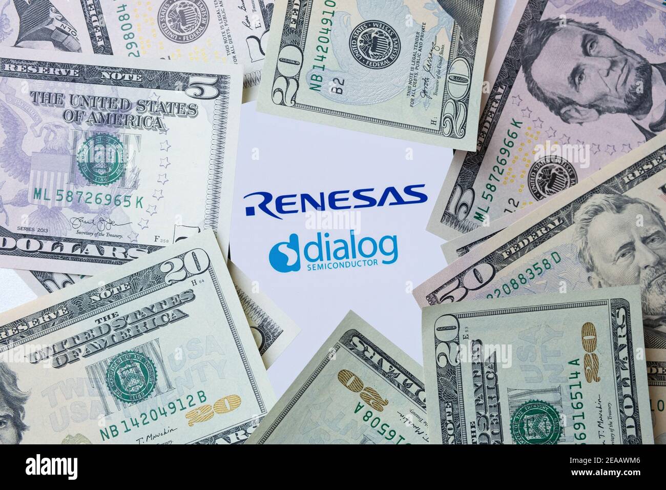 Stafford, United Kingdom - February 8, 2021: Renesas and Dialog ...