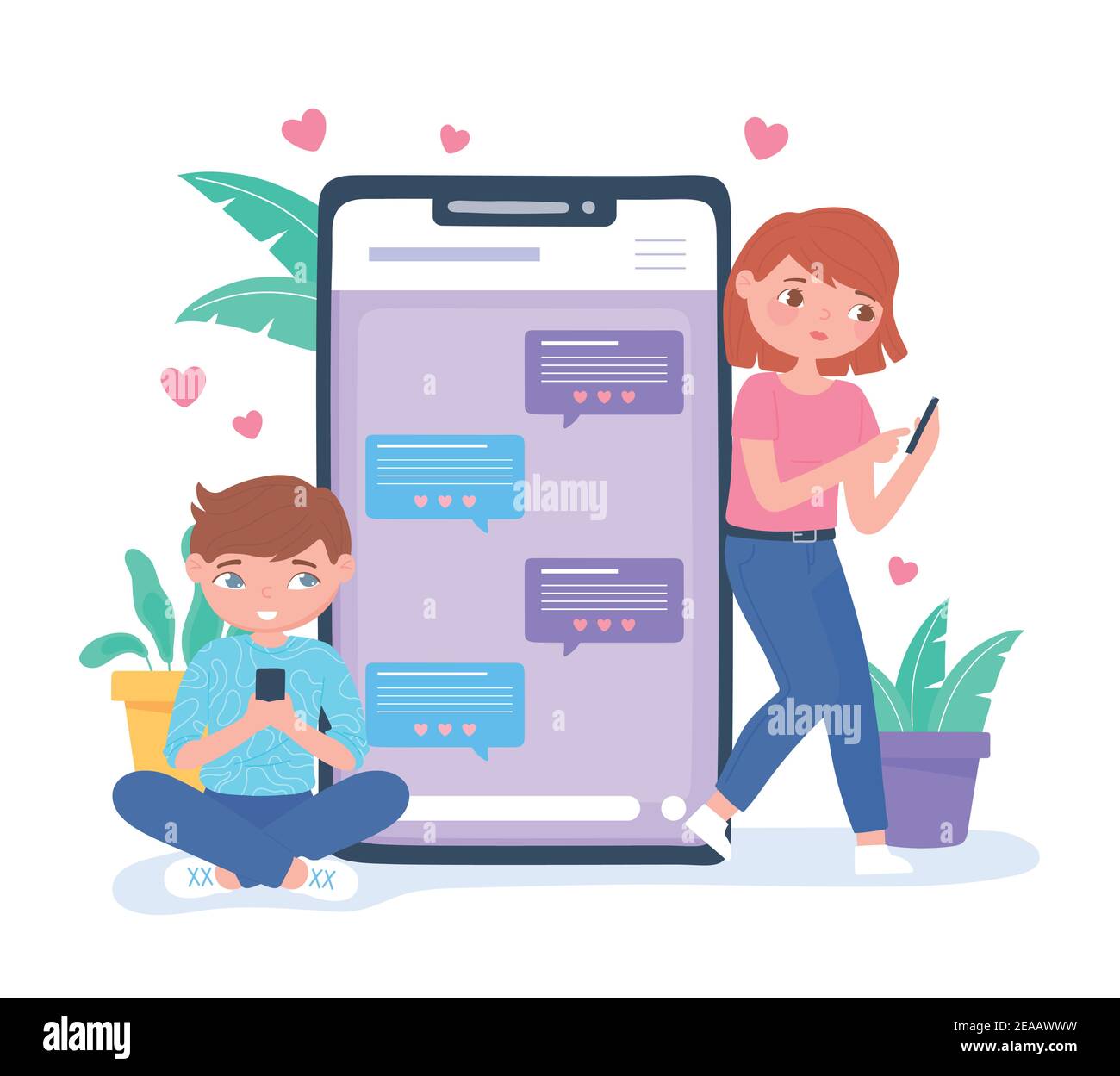 Woman texting messages Stock Vector Images - Alamy