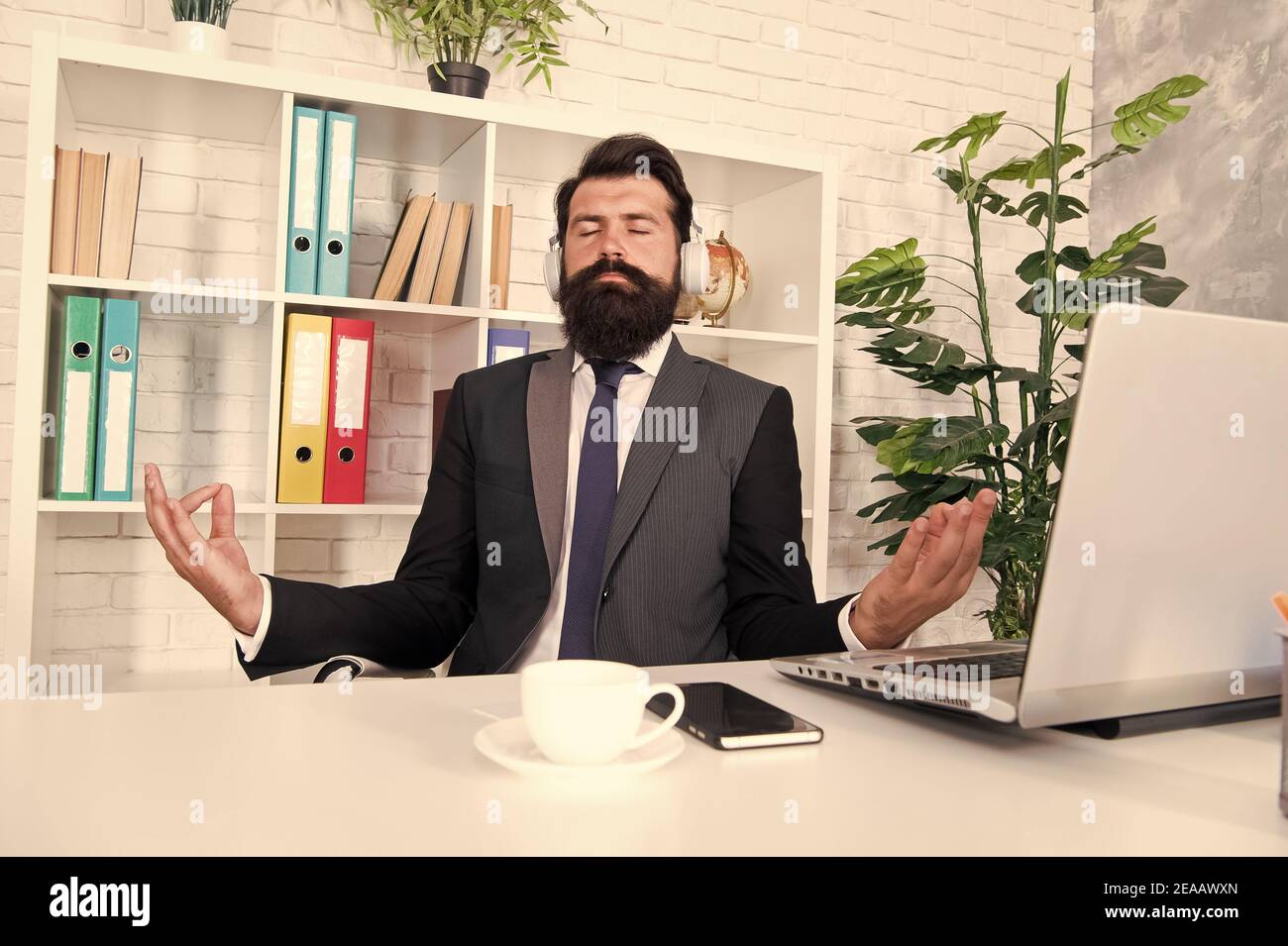 Crisis management. Inspiration concept. Boss at his workplace. Manager ...