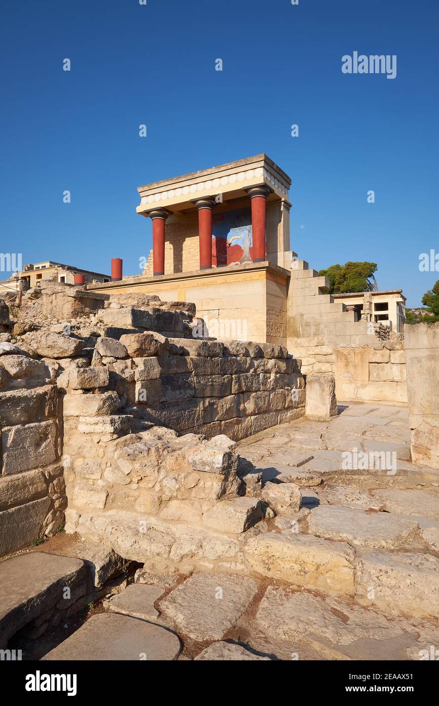 The North Portico in Knossos, Crete in Greece. Excavations of Knossos ...