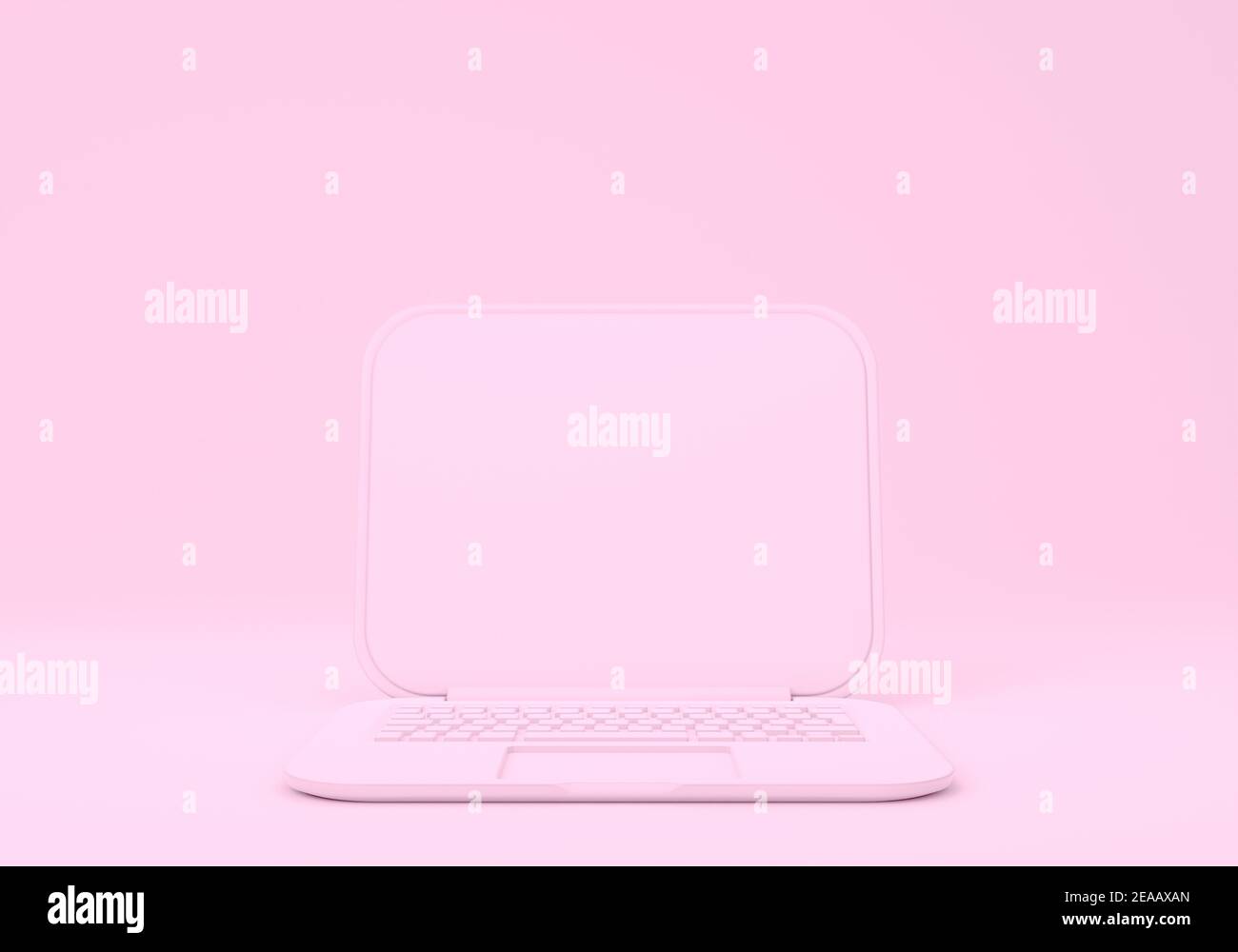 Pink laptop with blank screen mockup on pink background Stock Photo - Alamy