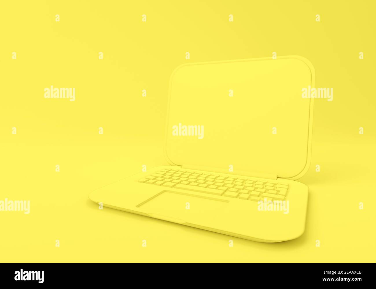 Yellow laptop with blank screen mockup on yellow background Stock Photo ...