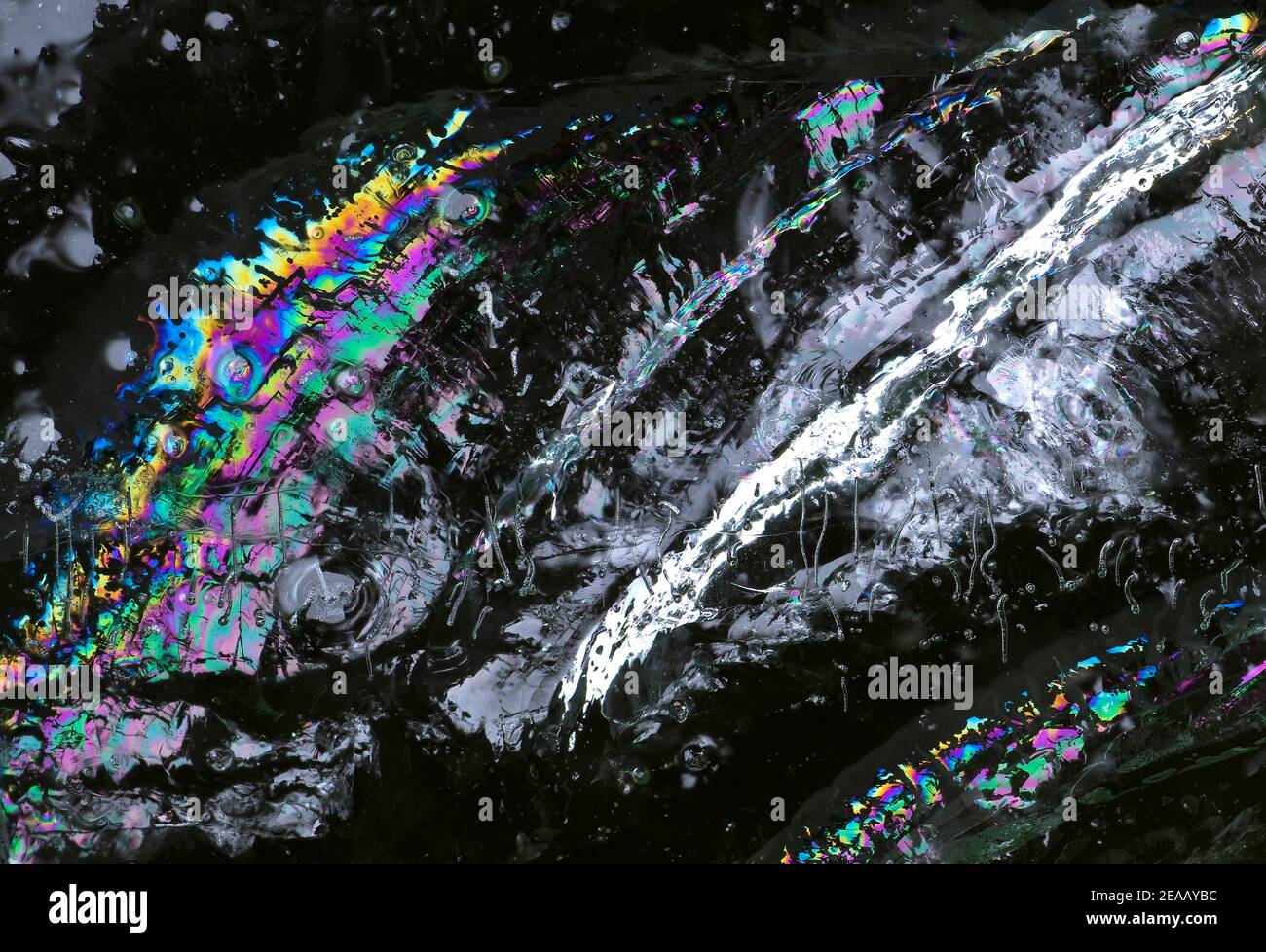 Close-up, structure on ice, shimmering spectrum Stock Photo - Alamy