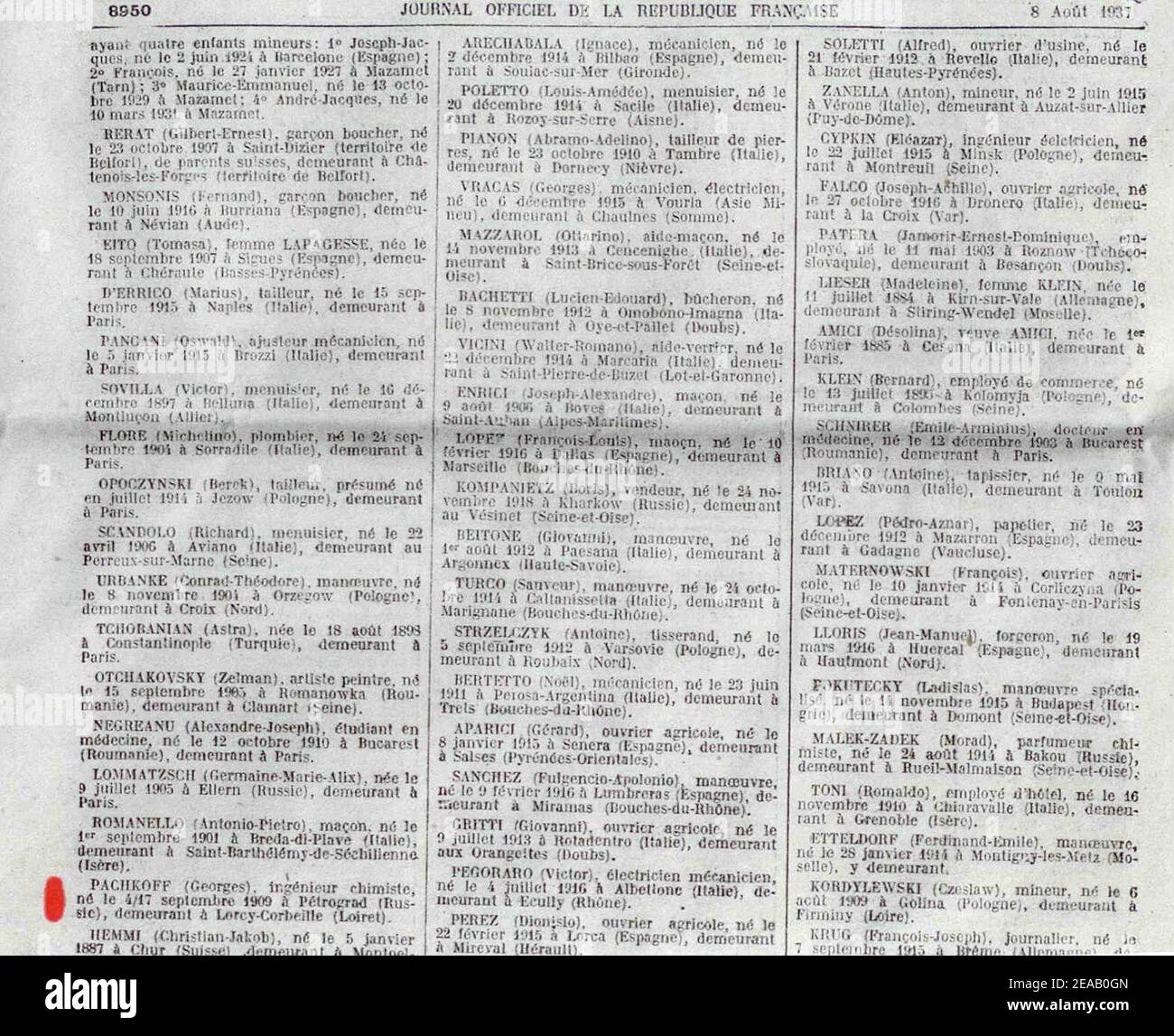 Naturalisation française de Georges Pachkoff fils de Dimitri et petit ...