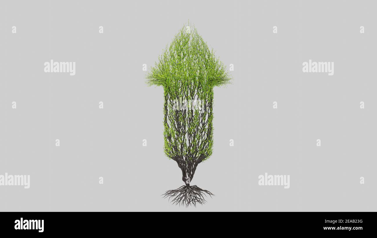 Tree in a shape of an arrow. Seasonal transition on white background ...