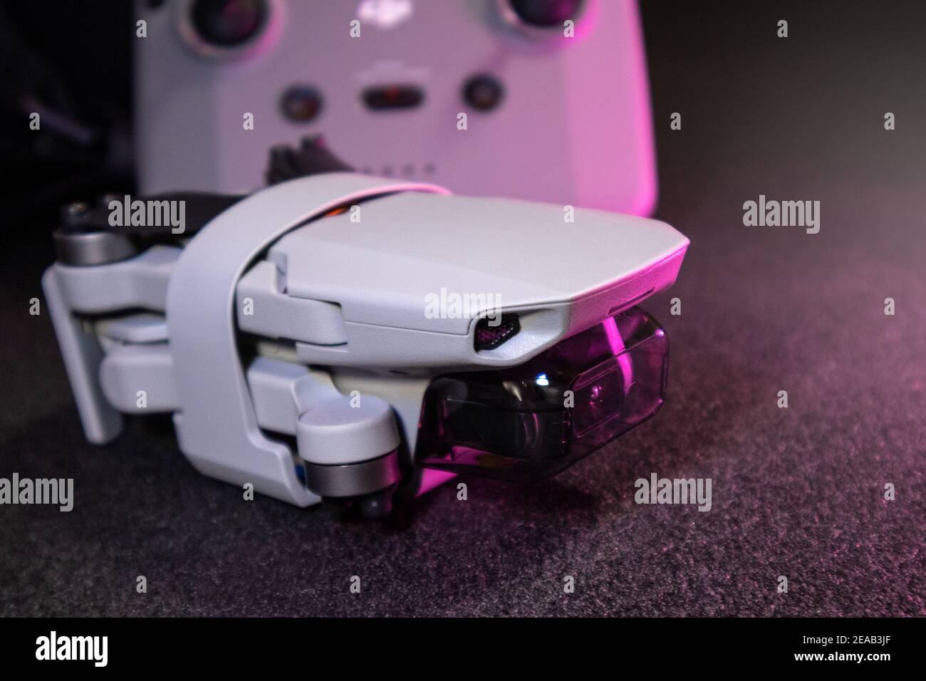 Kiev, Ukraine - February 02, 2021: Dji Mavic Mini 2 drone close-up. New ...
