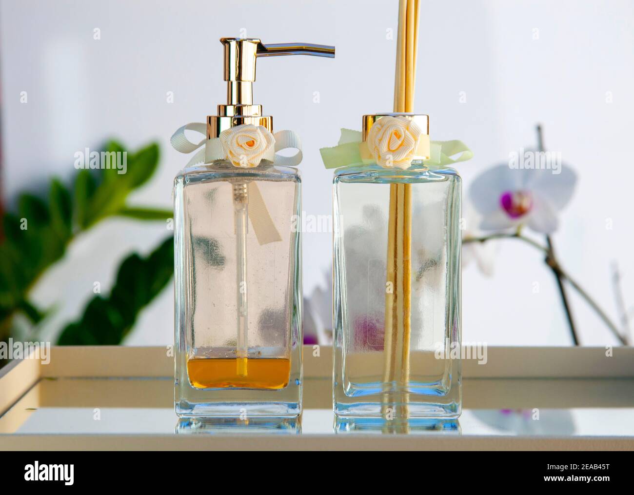 Aromatic air freshener in a transparent glass, aroma reed diffuser ...