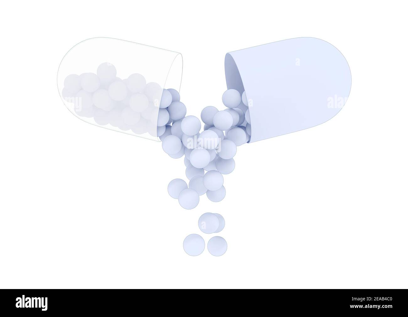 Blank open capsule from which the medicine or vitamin composition is ...