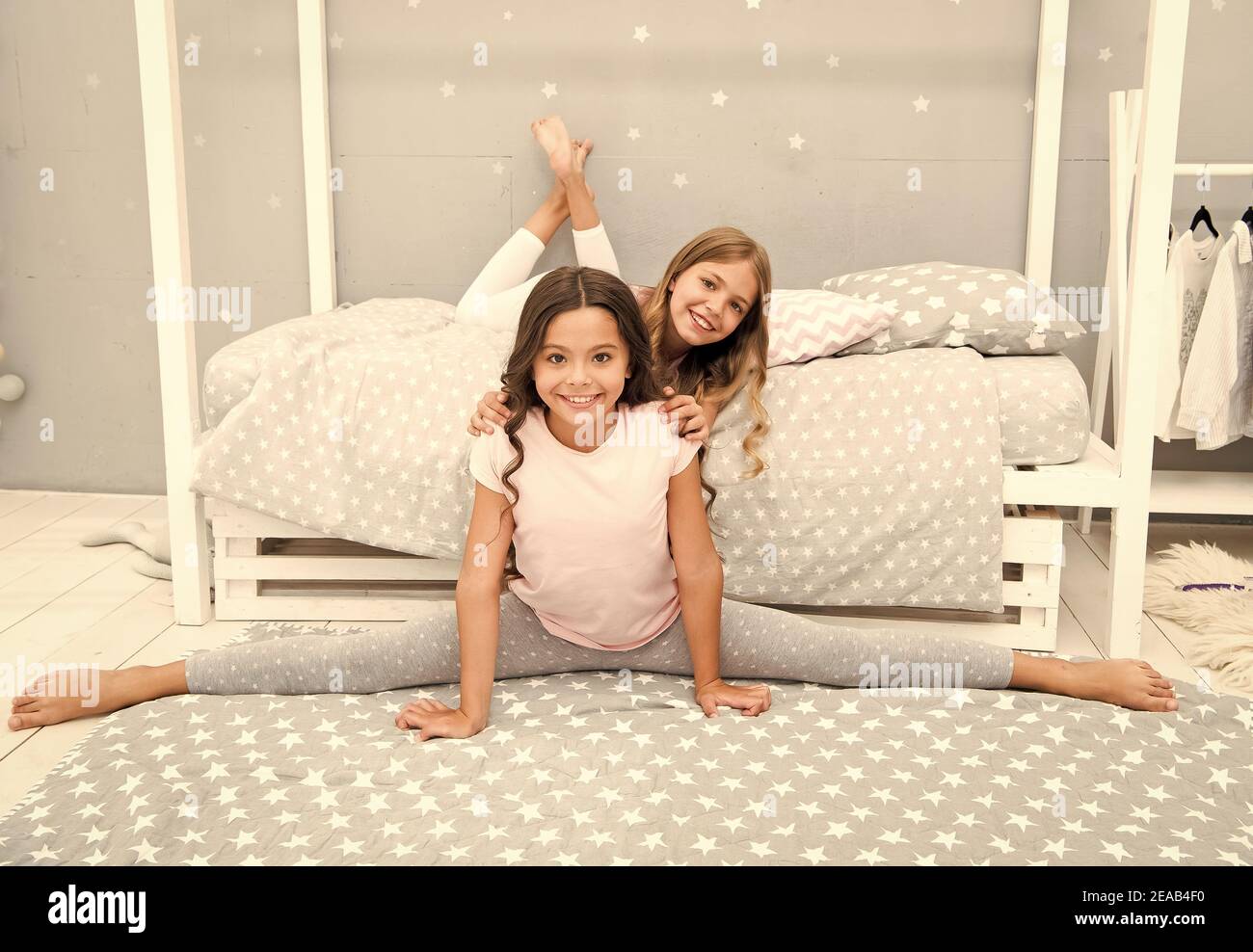 Lockdown with usefulness. Exercising and stretching body. Improve ...