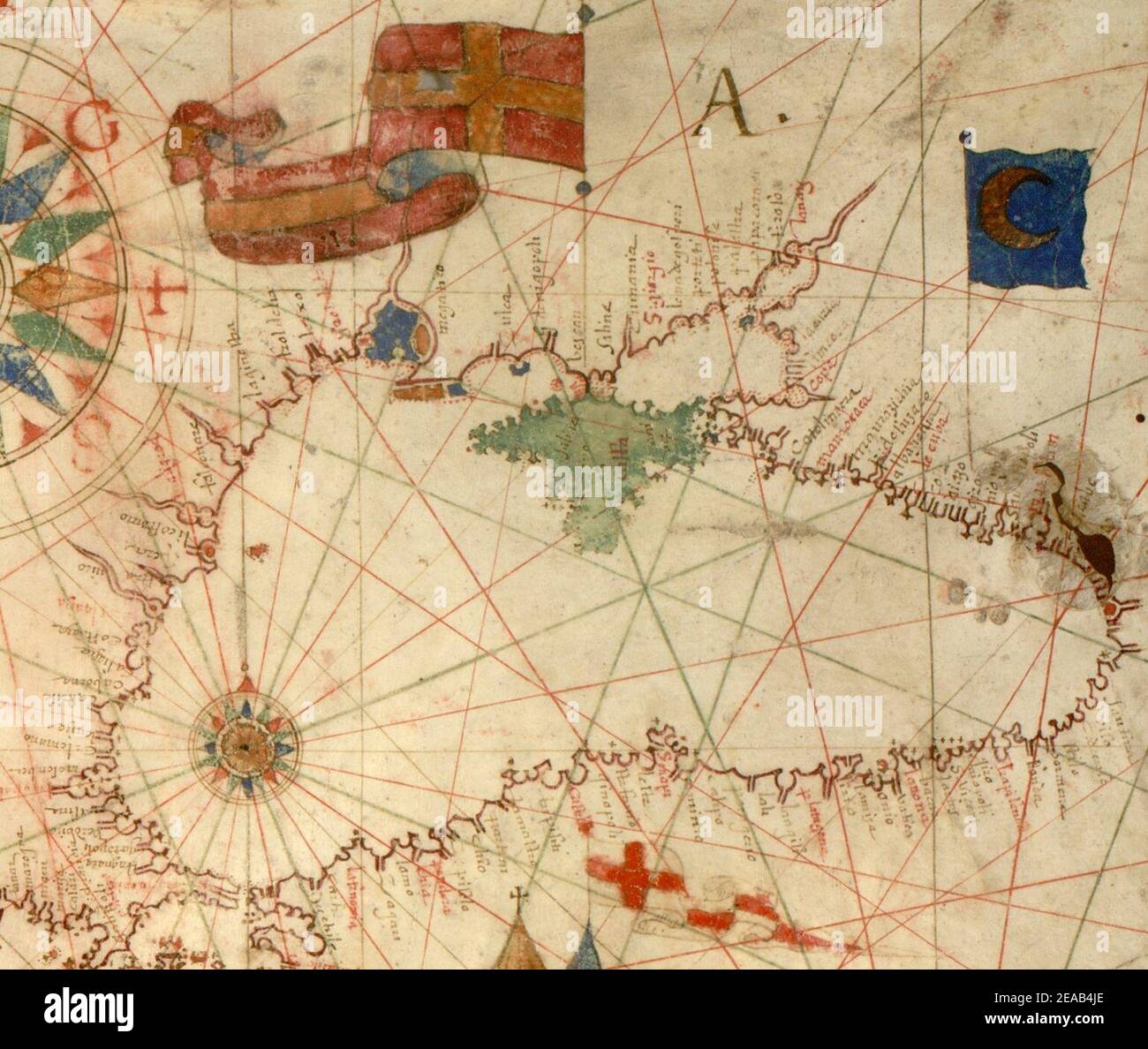Nautical chart of Mediterranean area, including Europe with British ...